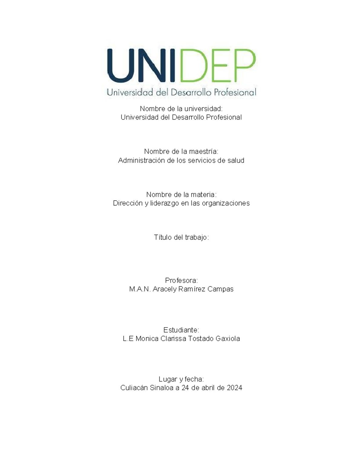 Portada - Gestión del Talento Humano - Nombre de la universidad ...