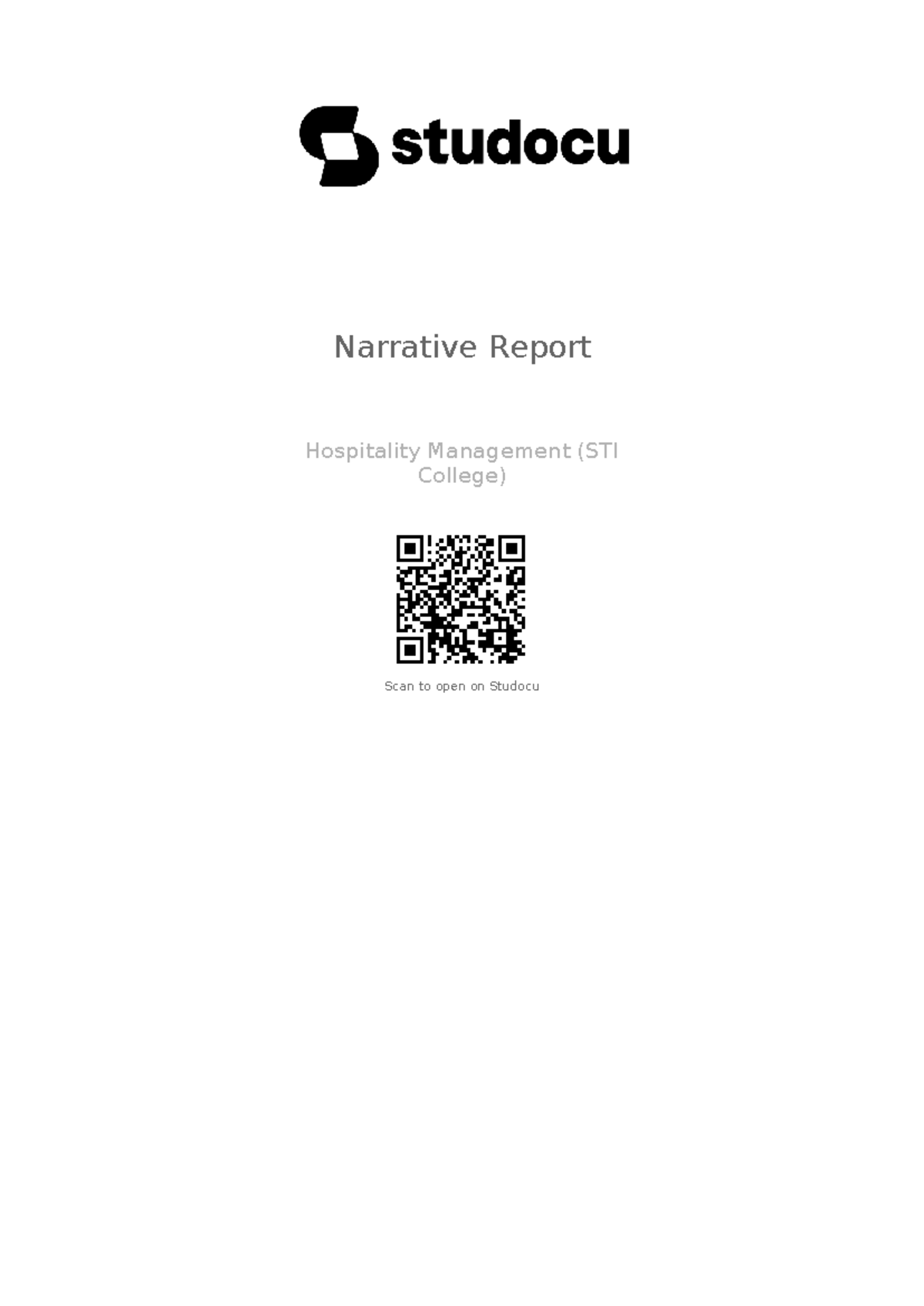 Narrative-report - Report Files - Narrative Report Hospitality ...