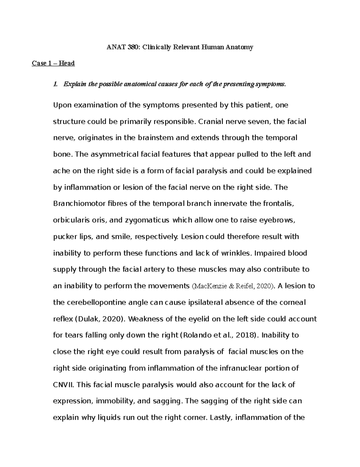 PBL#3 - Problem based learning assignment. - ANAT 380: Clinically ...