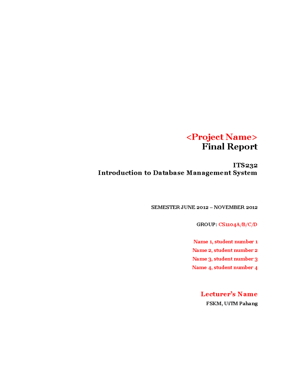 Project Final Report ITS232 (new) - Final Report ITS Introduction to ...