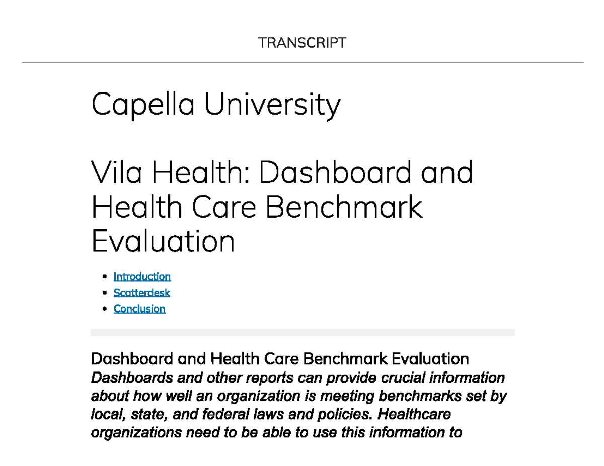 Dashboard benchmark transcript - NHS-FP6004 - Studocu