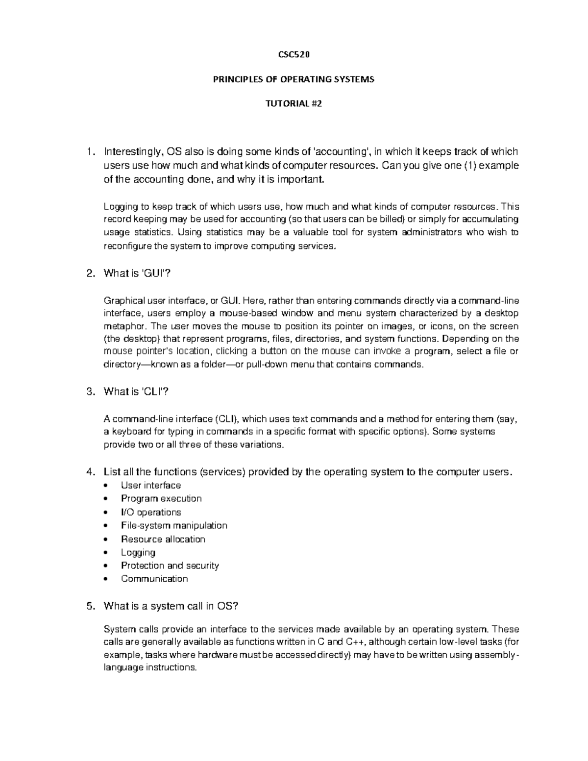 Tutorial 2 Csc520 Copy Csc 520 Principles Of Operating Systems Tutorial 1 Interestingly Os 7735