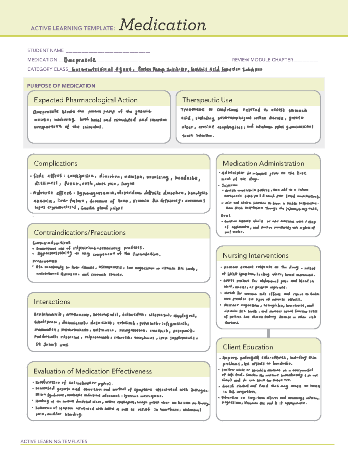 ALT Medication Template - Omeprazole - ACTIVE LEARNING TEMPLATES ...