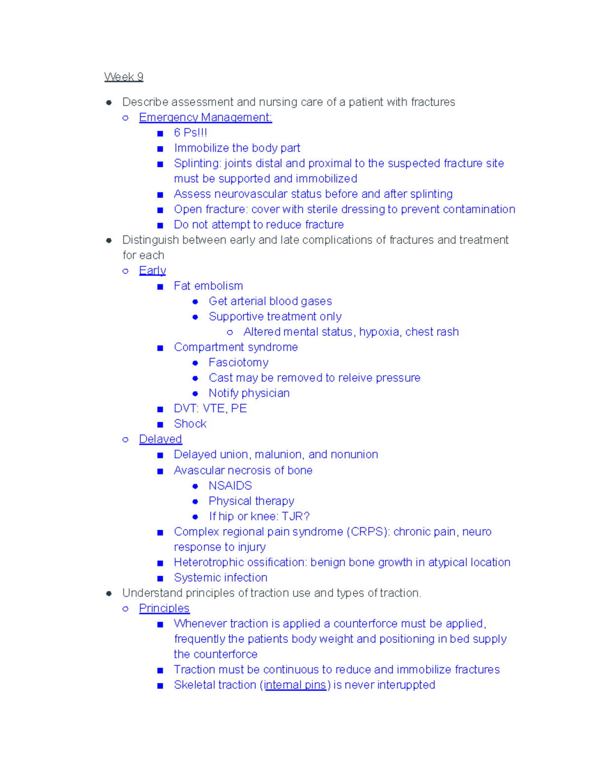 Acute Care Exam 3 - Week 9 Describe assessment and nursing care of a ...
