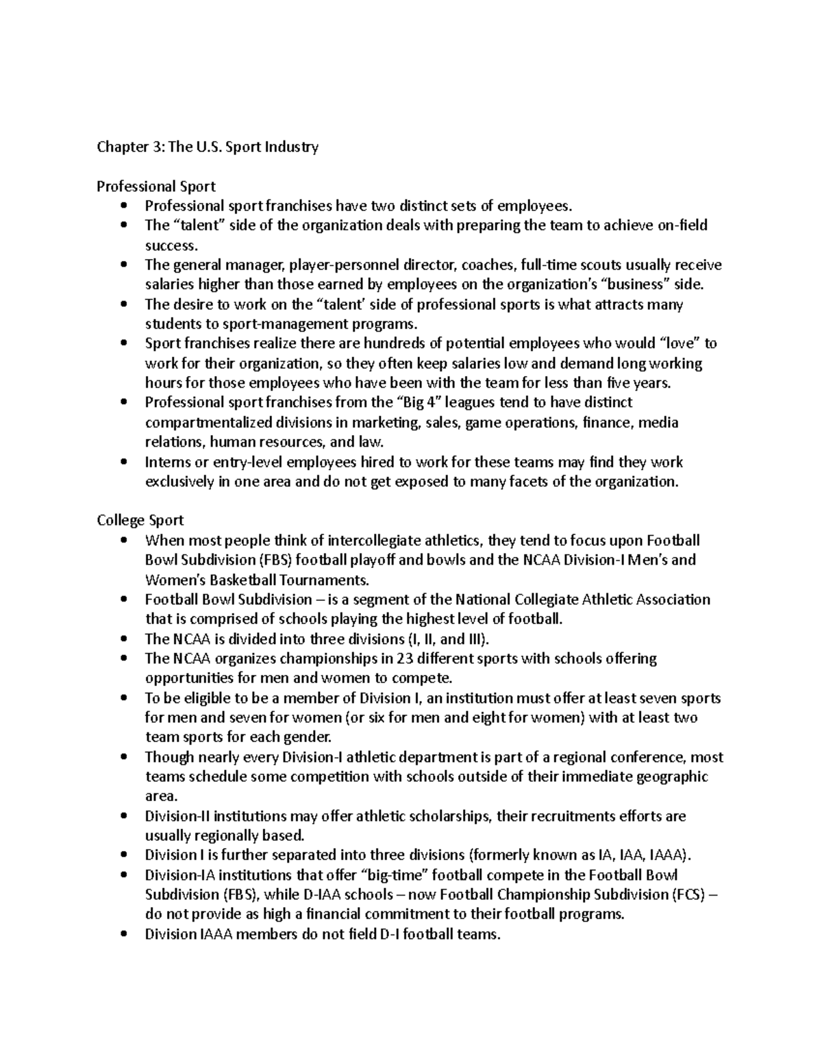 Chapter 3 - The U.S. Sport Industry - Chapter 3: The U. Sport Industry ...