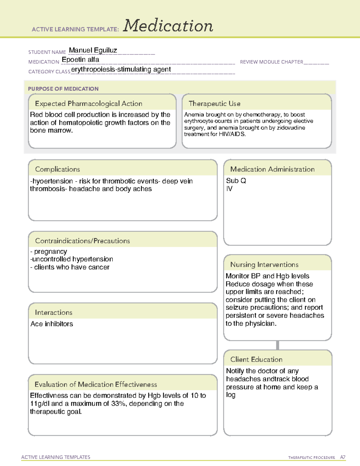 Active-learning-template-medication week 7 olga - ACTIVE LEARNING ...
