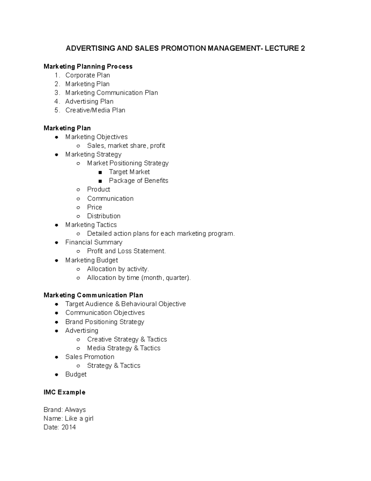 Advertising AND Sales Promotion Management- Lecture 2 - ADVERTISING AND ...