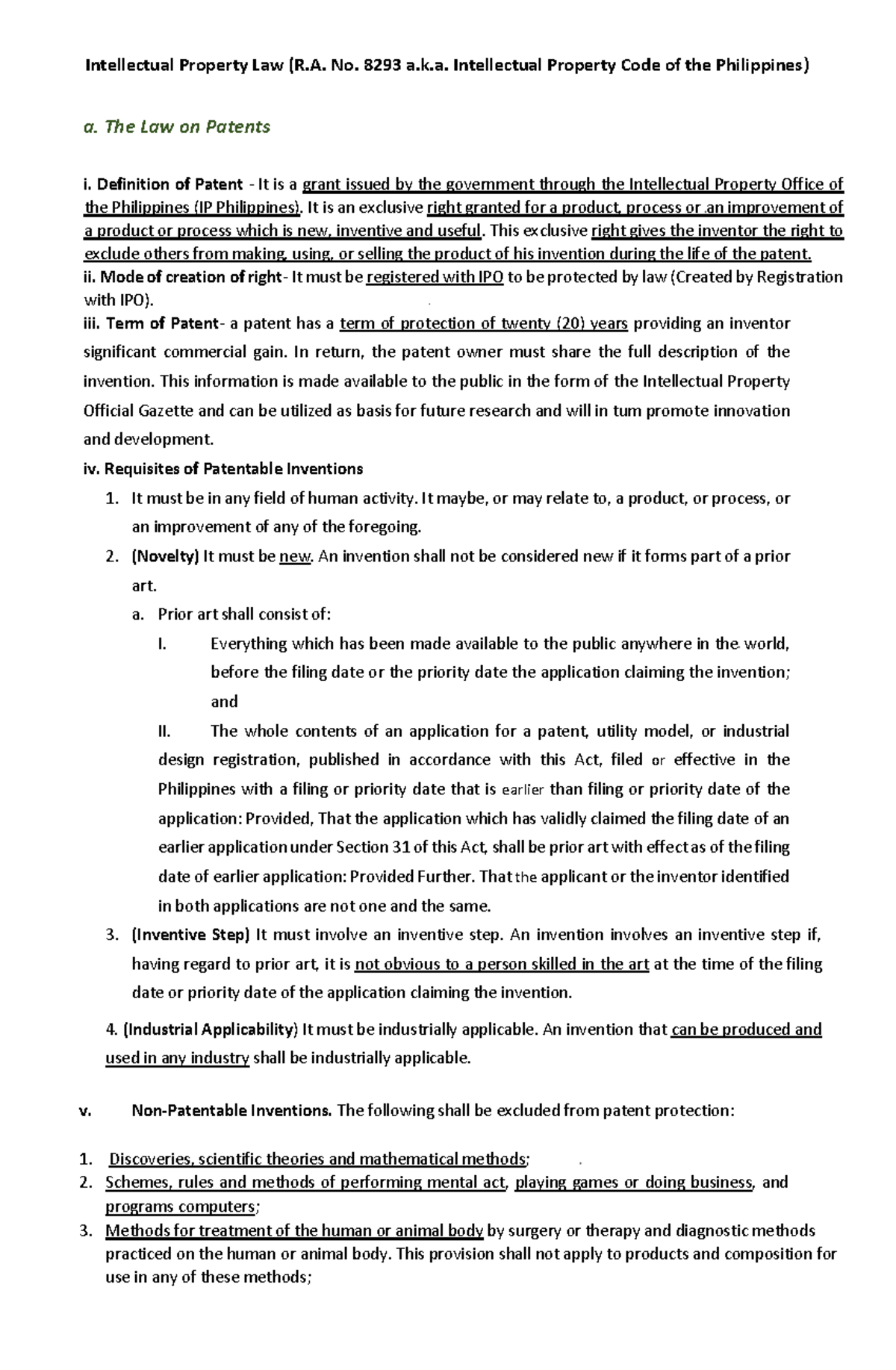 Intellectual Property Law Notes - Intellectual Property Law (R. No ...