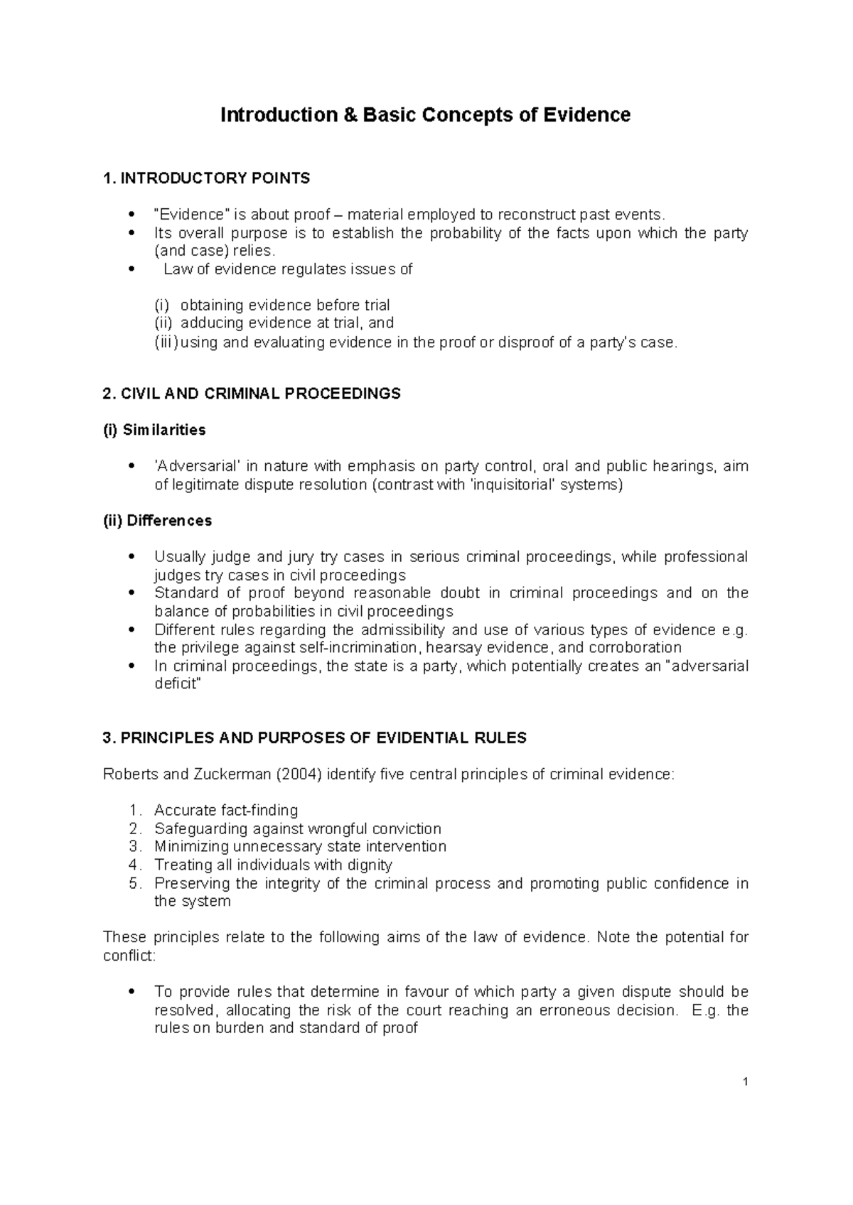 Basic Concepts Handout - Introduction & Basic Concepts of Evidence 1 ...