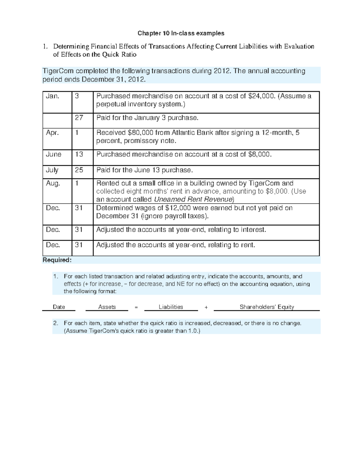 Chapter 10 - problems with solution - Chapter 10 In-class examples ...