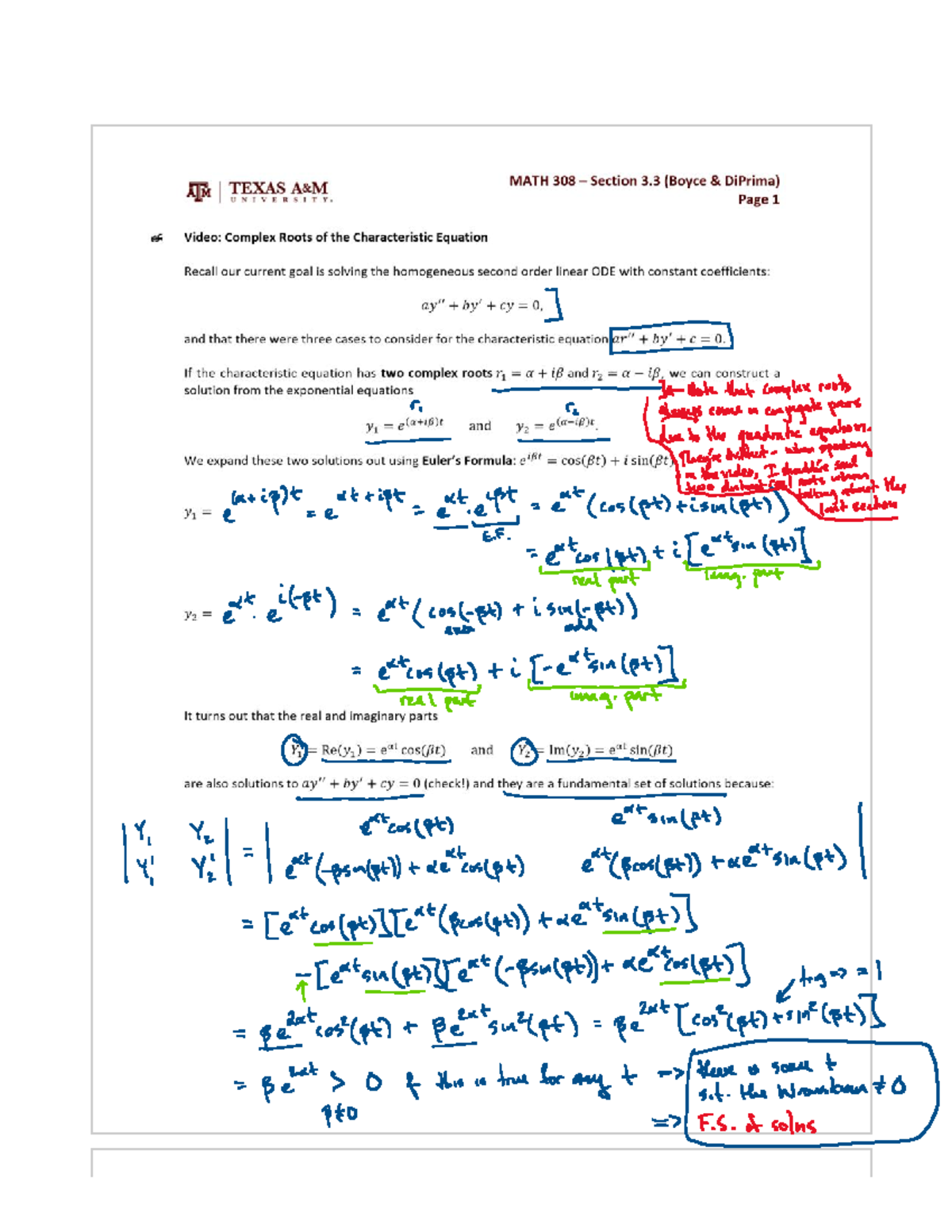 Diff EQ - 3.3 Completed (Boyce Di Prima) - MATH 308 - Studocu