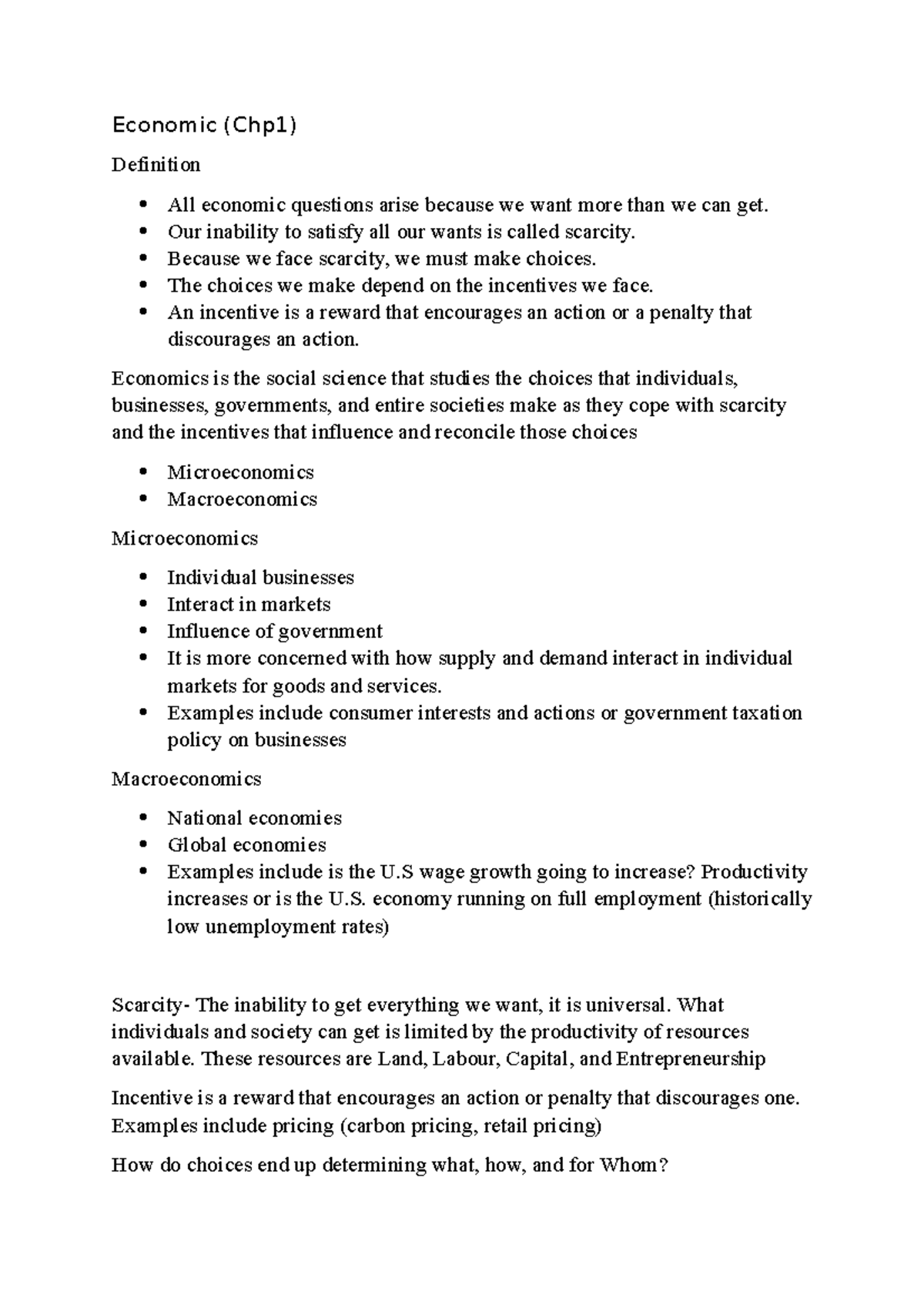 Economic - ... - Economic (Chp1) Definition All economic questions ...