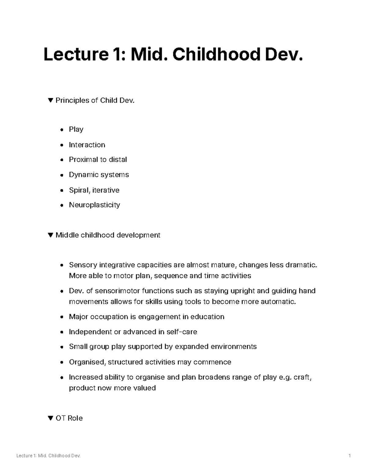 Week 3 Middle Childhood Development - Lecture 1: Mid. Childhood Dev ...