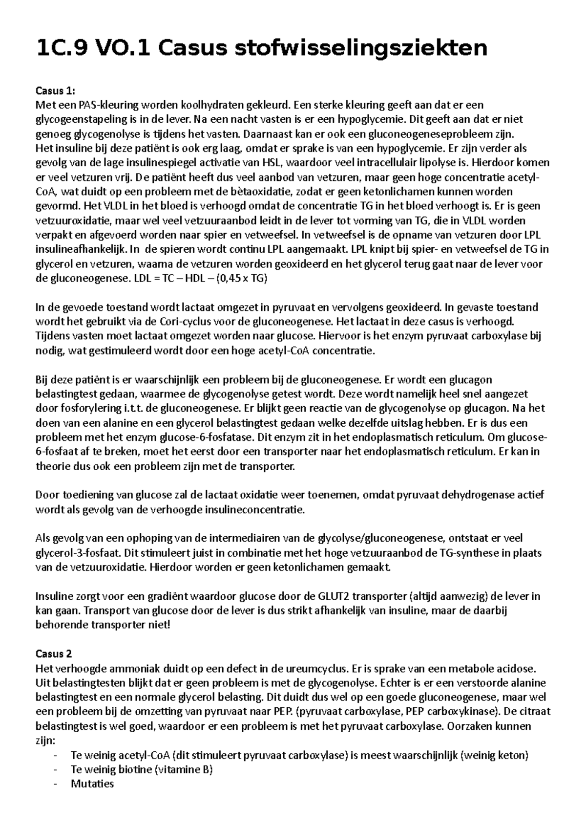 1C9 VO1 Casussen stofwisseling - 1C VO Casus stofwisselingsziekten ...