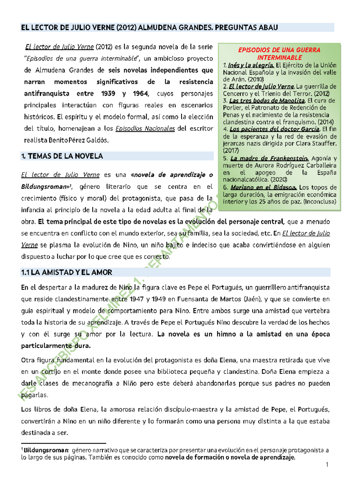 EL Lector DE Julio Verne Preguntas ABAU - EL LECTOR DE JULIO VERNE ...