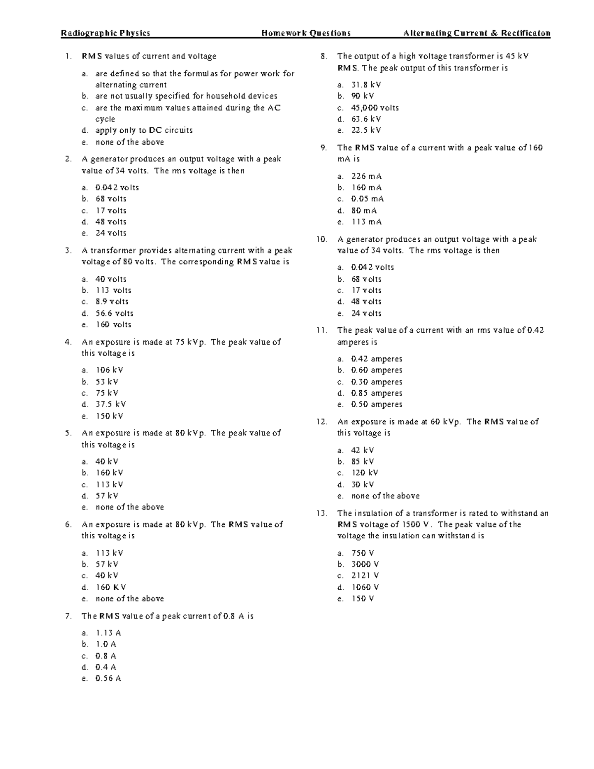 Physics HW 6 - Practice material - Radiographic Physics Homework ...