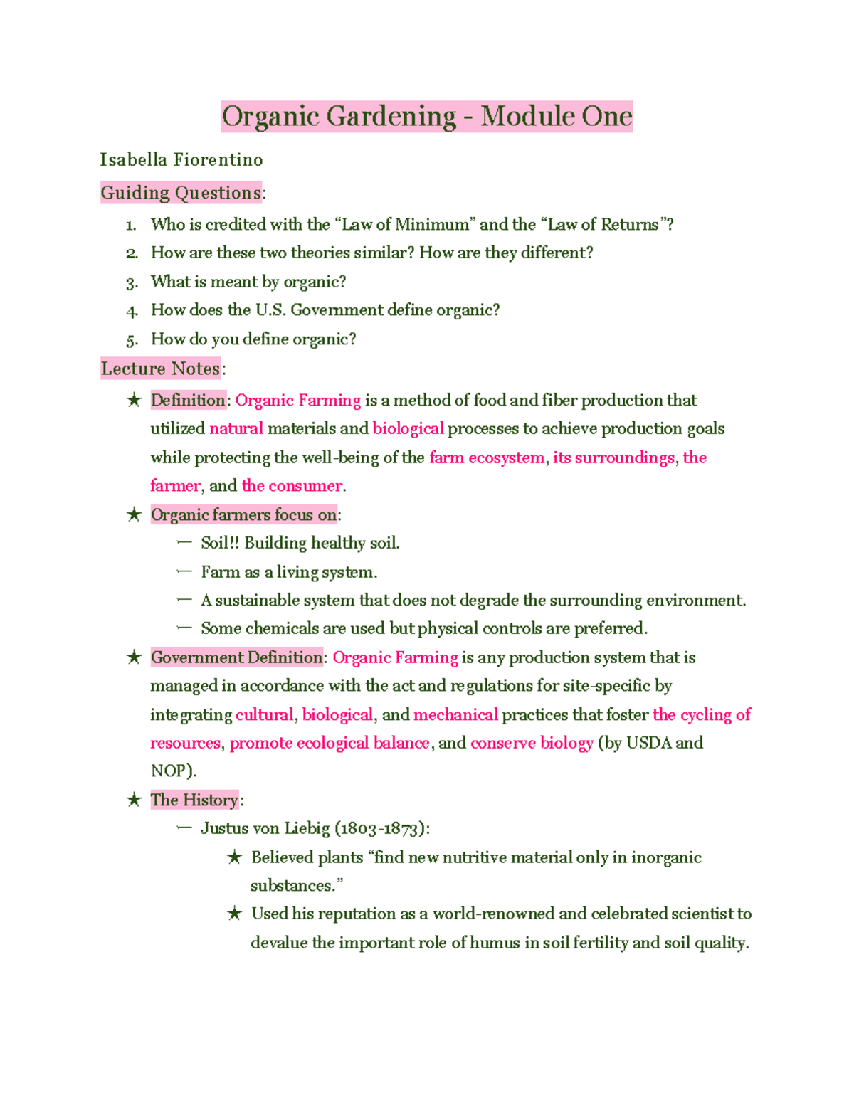 HORT 3300 E - Module One Lecture Notes - Organic Gardening - Module One ...