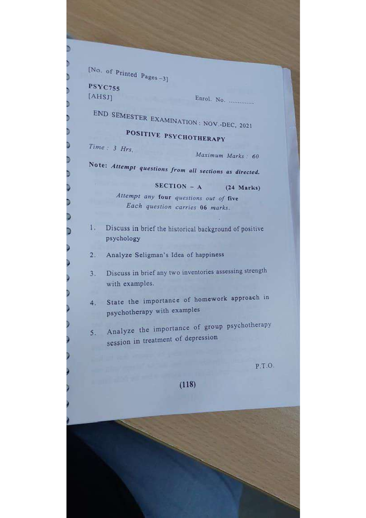 Positive Psychotherapy Papers - Clinical Psychology - Studocu