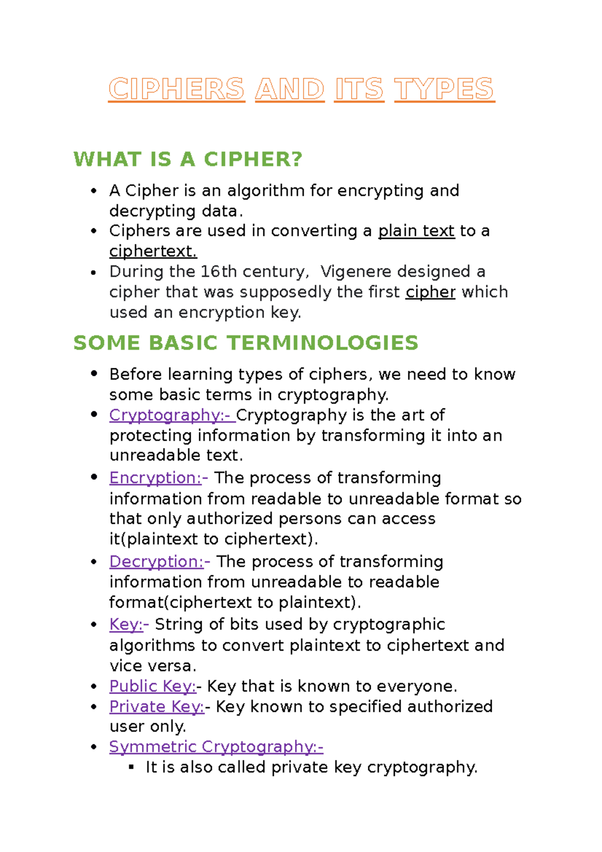 Ciphers AND ITS Types - The document is regarding a - CIPHERS AND ITS ...