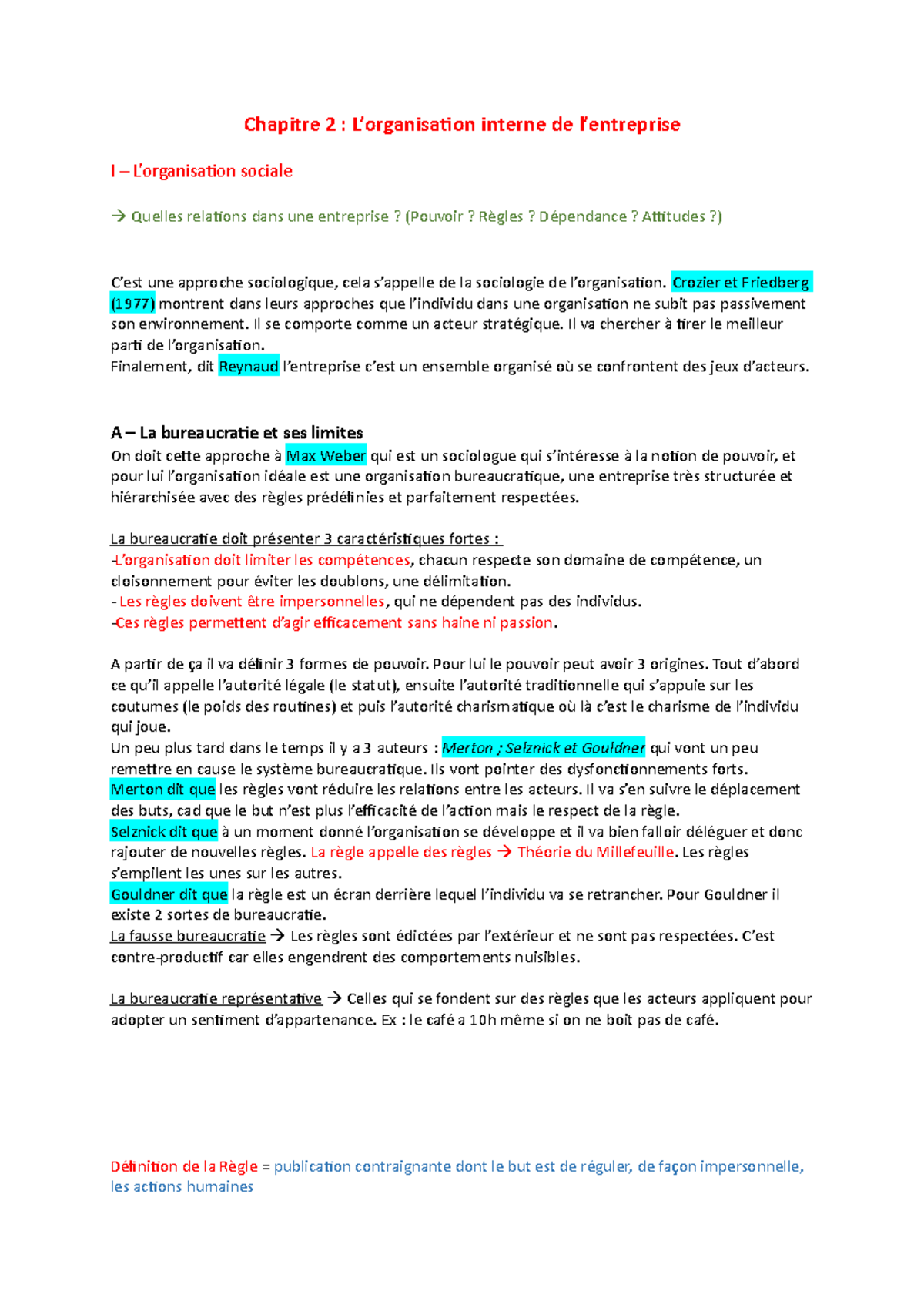 L'organisation interne de l'entreprise - Chapitre 2 : L’organisation ...