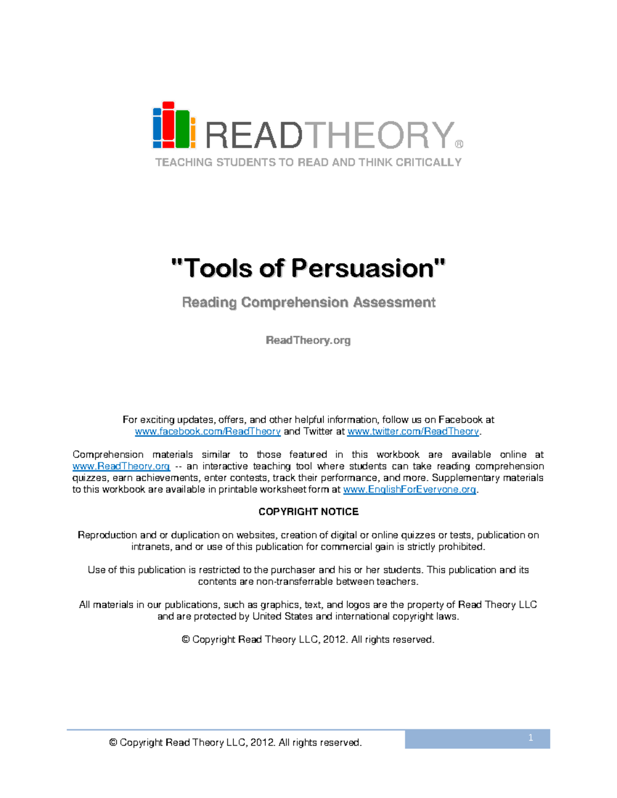 2 Tools of Persuasion Read Theory - READTHEORY® TEACHING STUDENTS TO ...