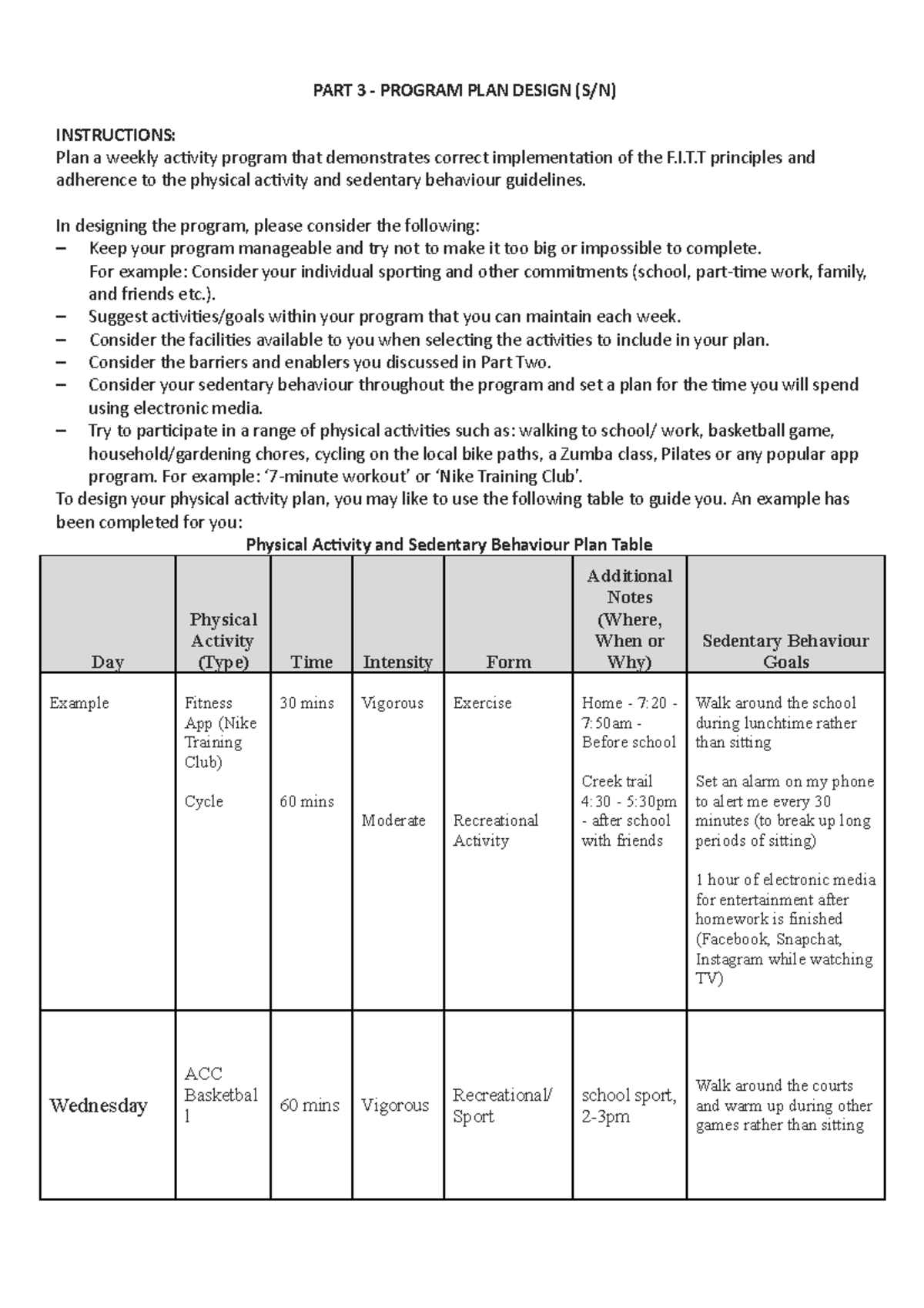 Isaac Yacoub - PART 3 and 4 Plan and Diary - PART 3 - PROGRAM PLAN ...