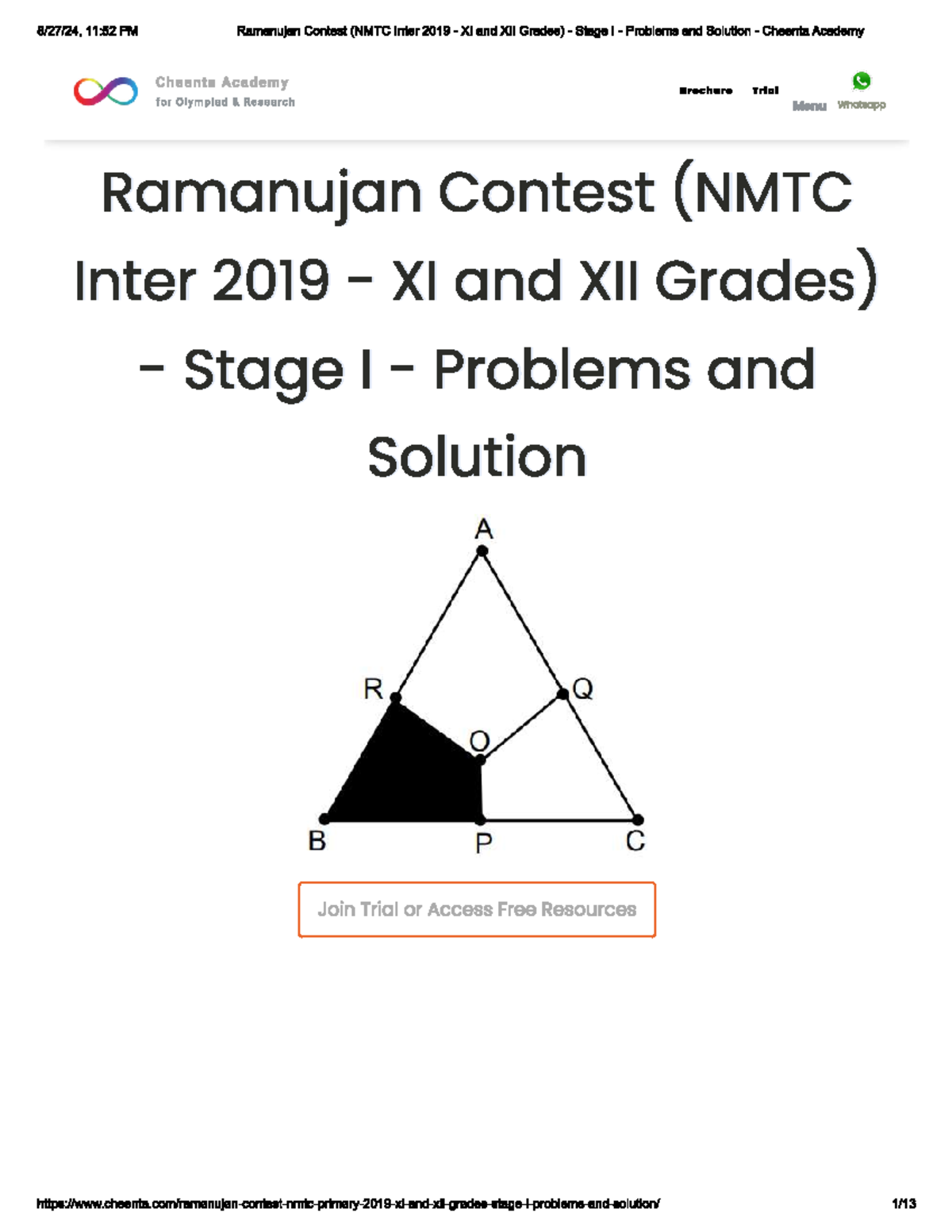 NMTC 11th 2019 - wwwwwwwwwww - 11:52 PM Ramanujan Contest (NMTC Inter ...