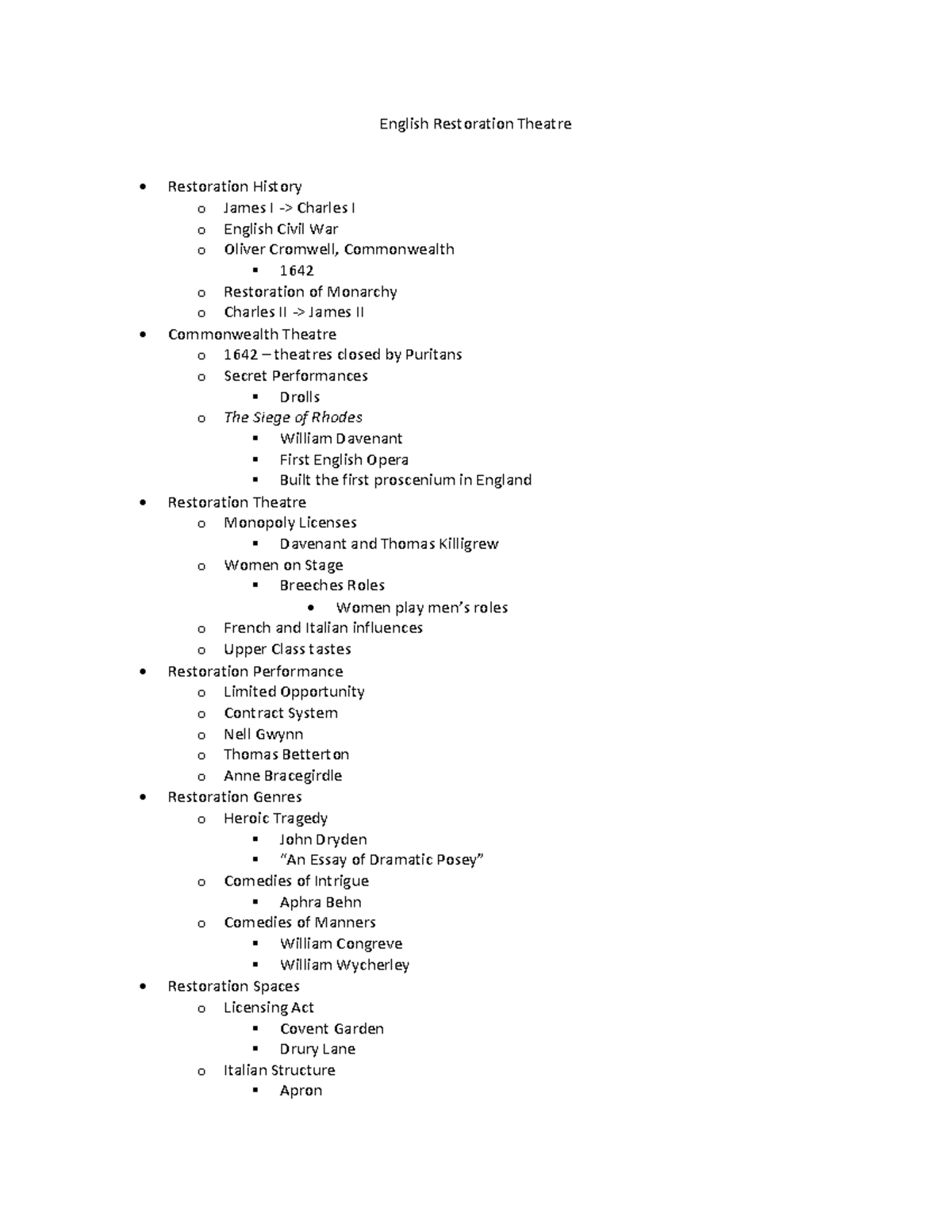 English Restoration Theatre THE HIS - English Restoration Theatre ...