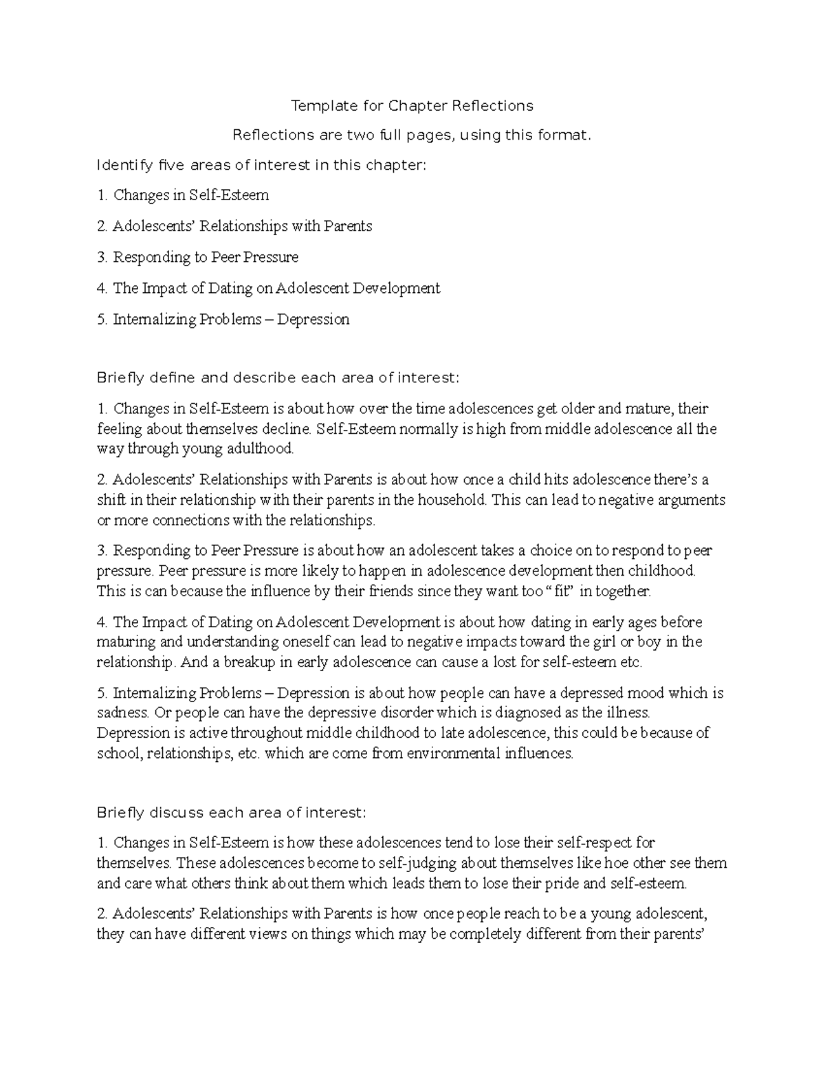 Ch 15 Template for Chapter Reflections Spring 2021-1 - Template for ...