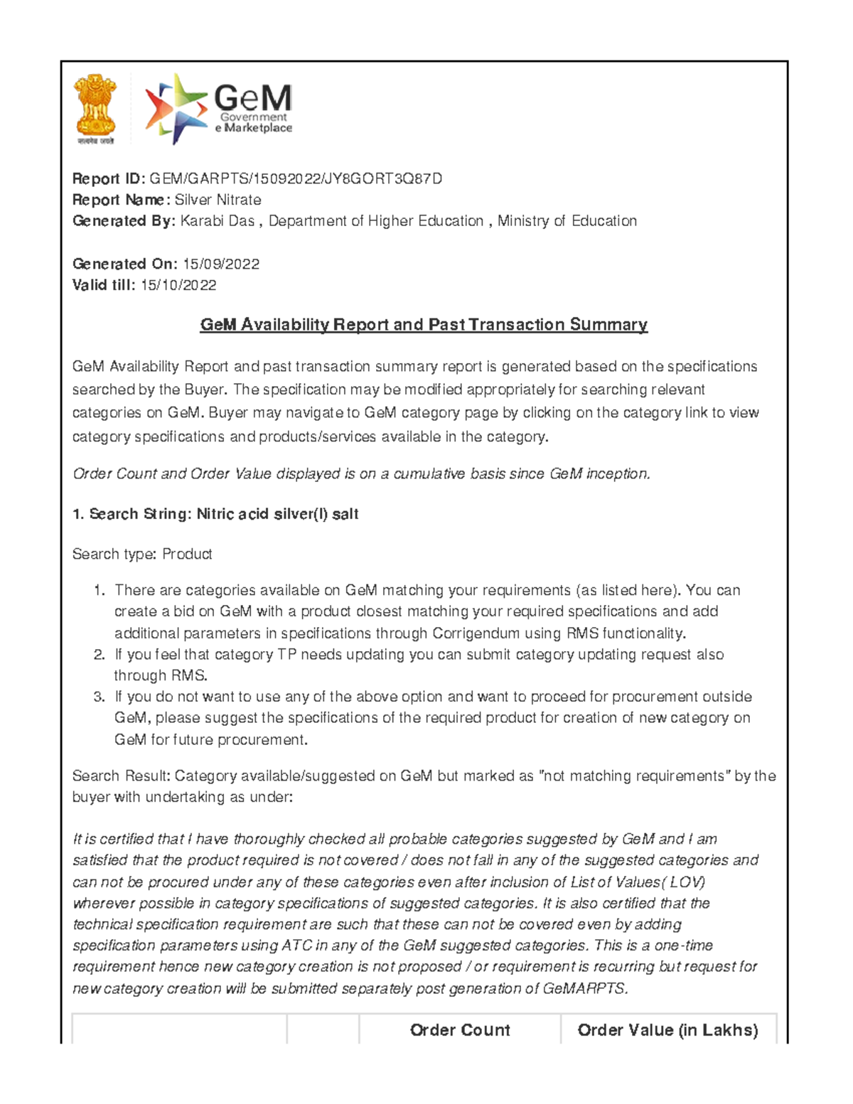 Nitric Acid Silver(I) Salt report GEM Garpts 15092022 JY8GORT3Q87D ...