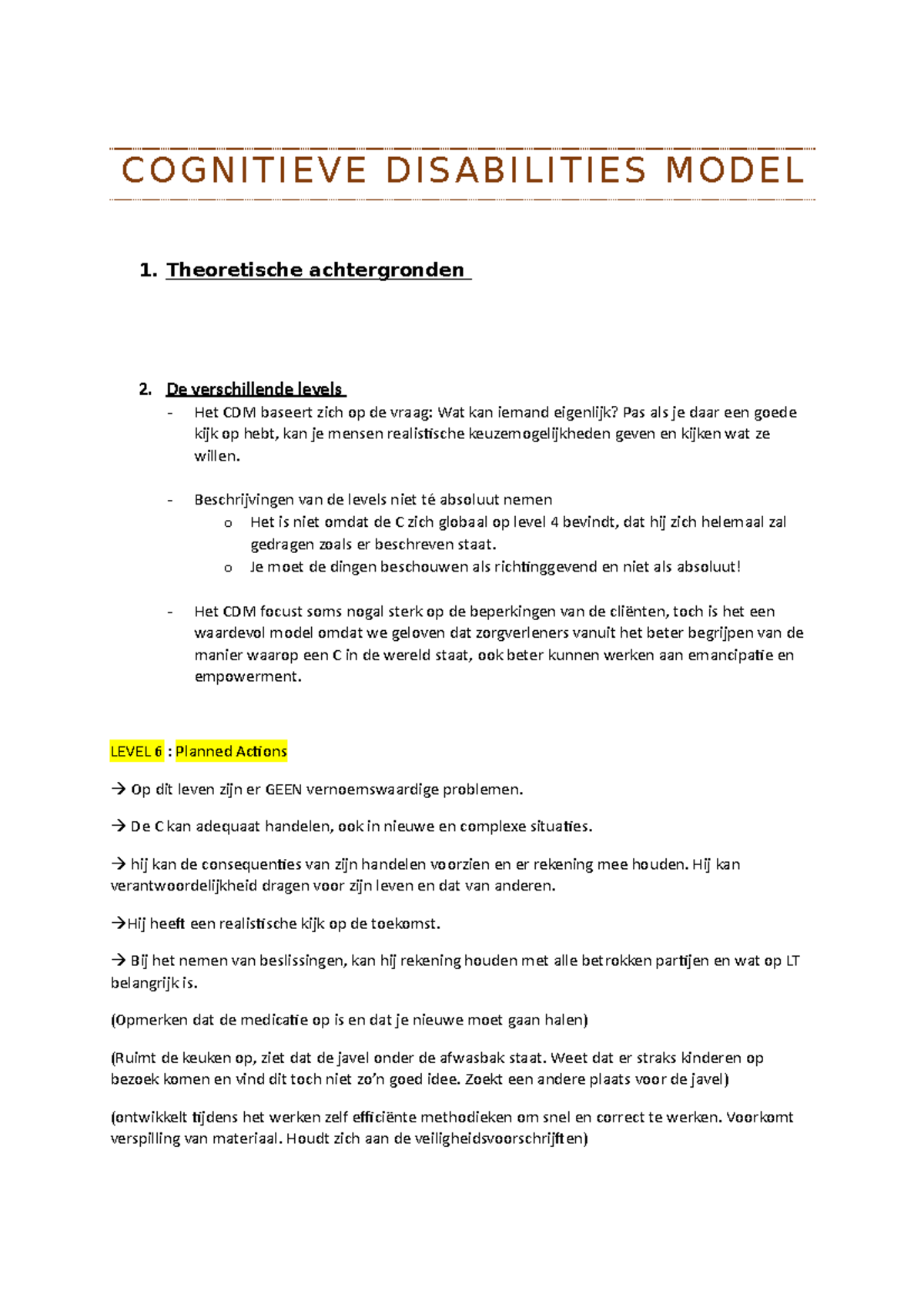Samenvatting - cognitieve disabilities model - COGNITIEVE DISABILITIES ...