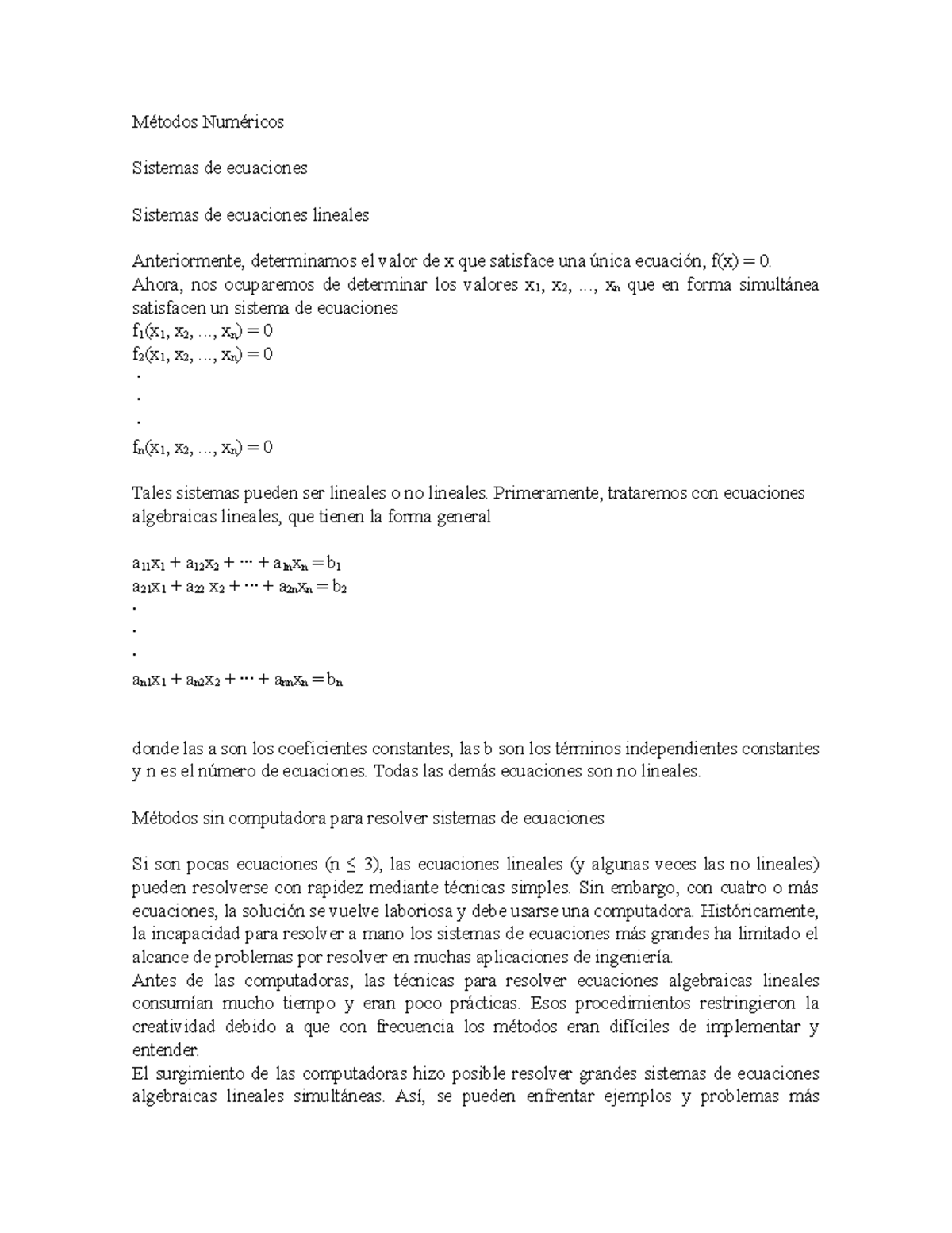 Metodos de Jacobi y Gauss-Seidel - Métodos Numéricos Sistemas de ecuaciones Sistemas de ...