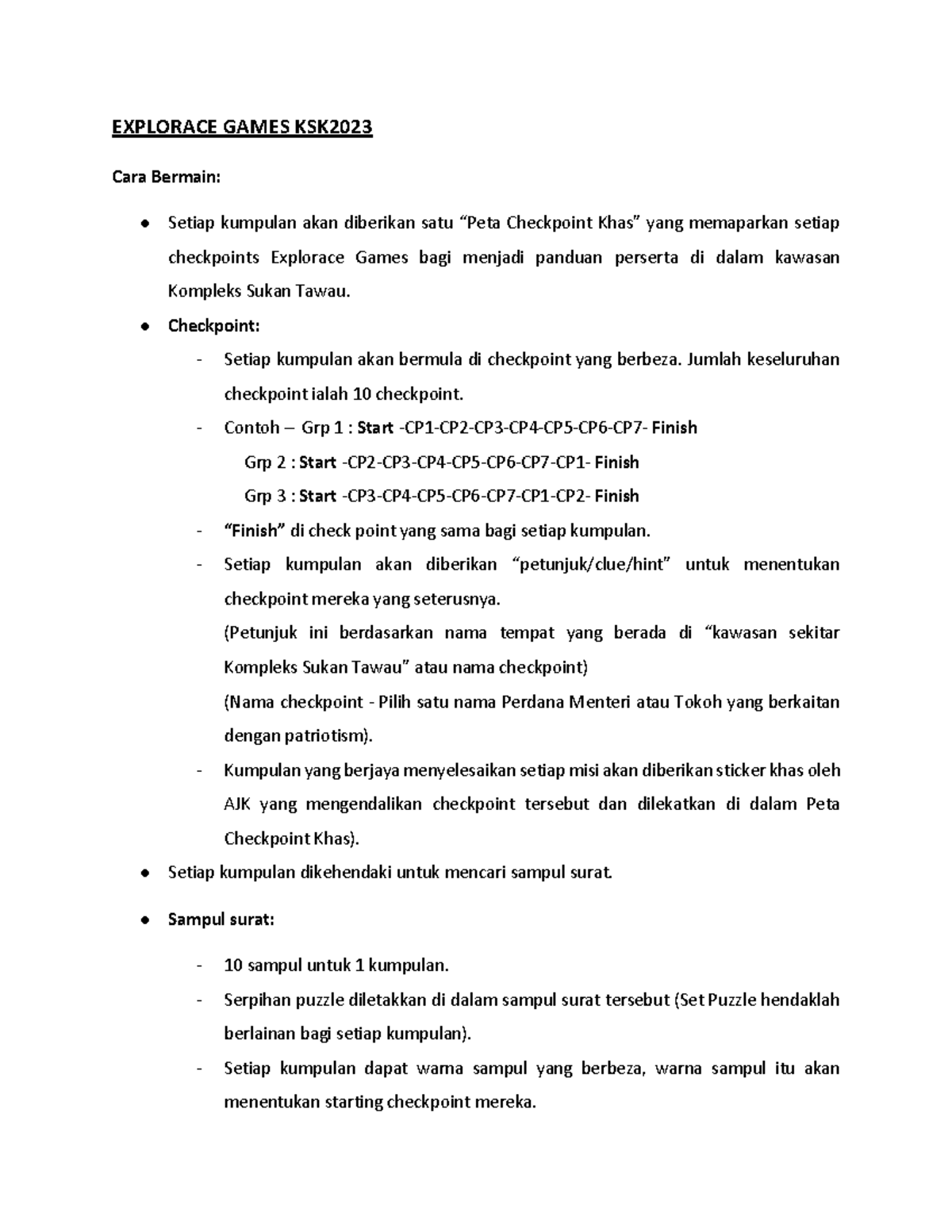 Explorace KSK'23 - Explorarace - EXPLORACE GAMES KSK Cara Bermain: Setiap kumpulan akan ...