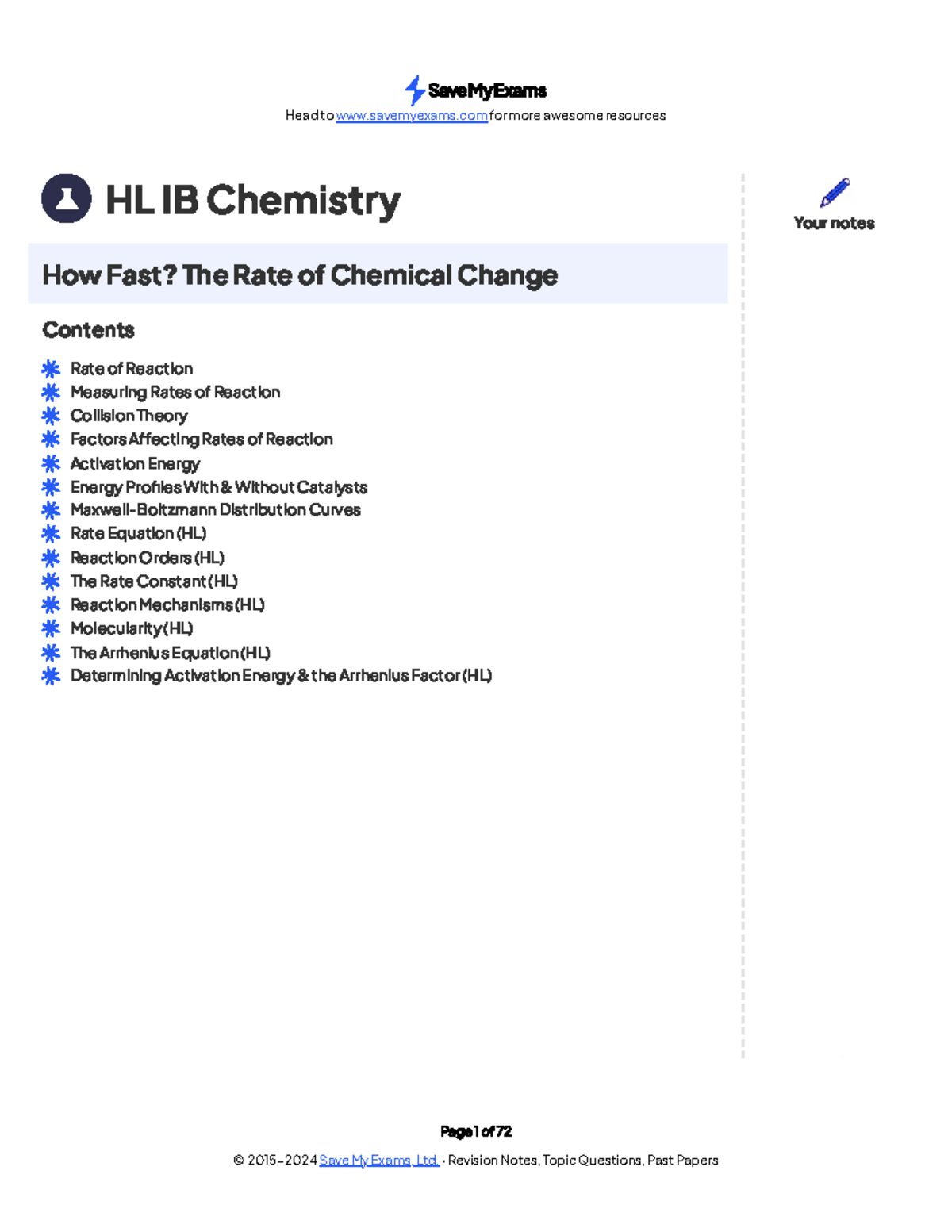 8Fq CMb AHVt 7m4OK7 - chem sme notes kinectic - Page 1 of 72 HL IB ...