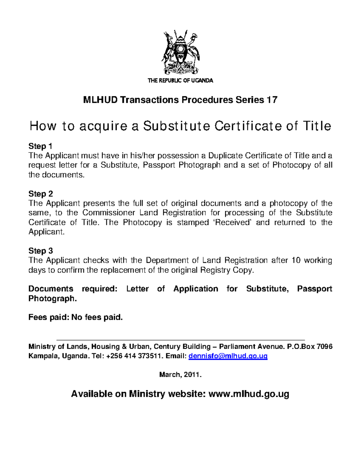 17 How to acquire a Substitute Certificate of Title - Step 2 The ...