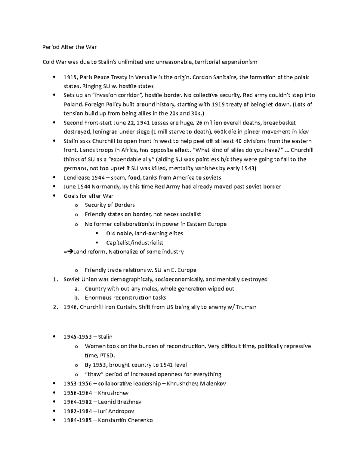 Russian History 4 - World War I, World War II, and Cold War timeline ...
