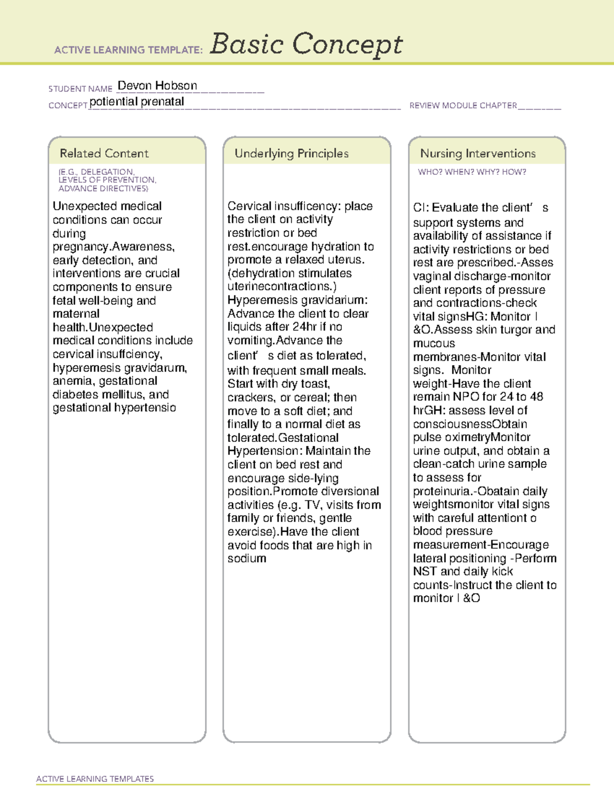 Basic Concept Maternity 1 - ACTIVE LEARNING TEMPLATES Basic Concept ...