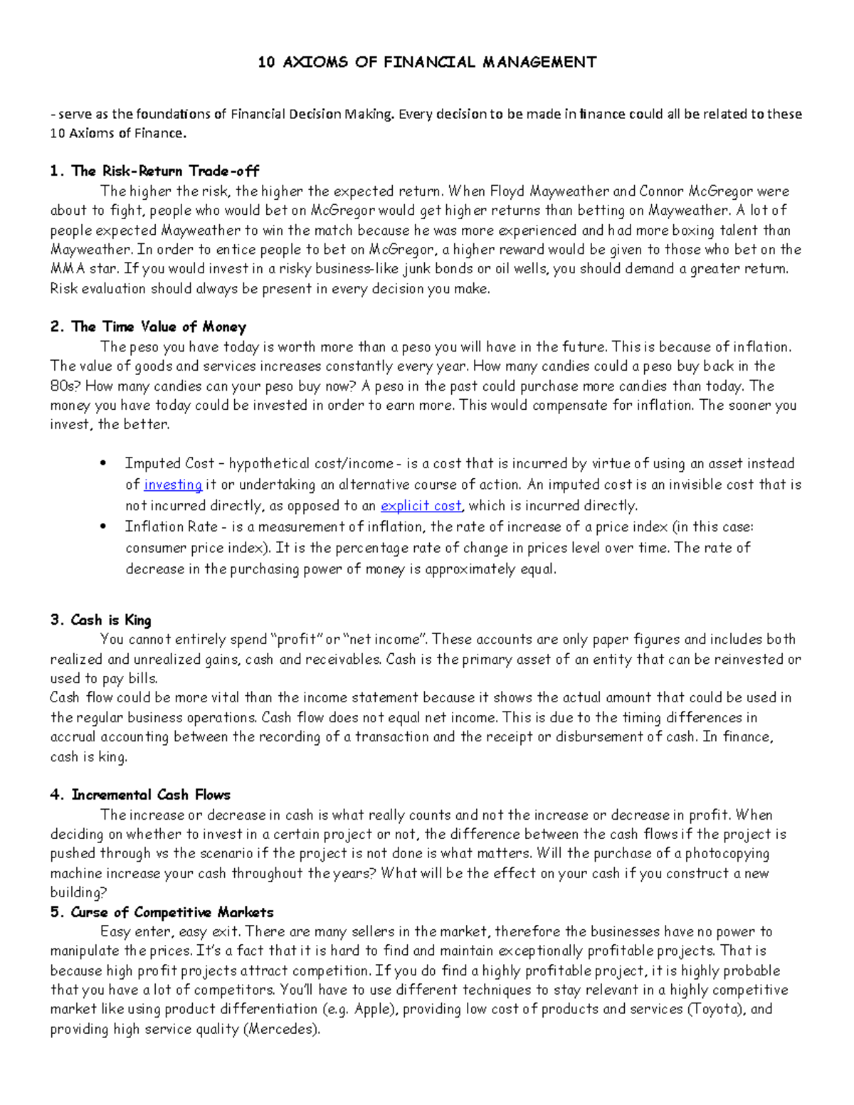 423881162 10 Axioms of Financial Management - 10 AXIOMS OF FINANCIAL ...