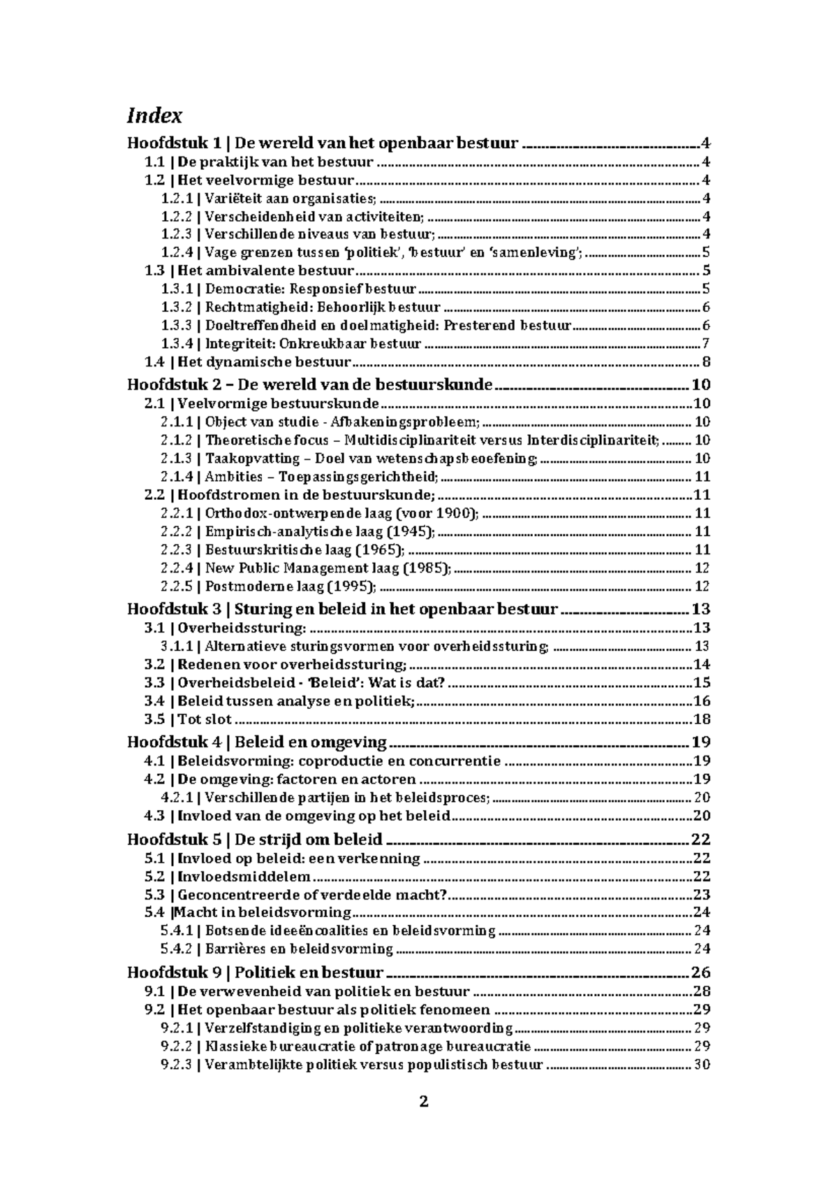 Samenvatting boek "Openbaar Bestuur – Beleid, organisatie en politiek ...