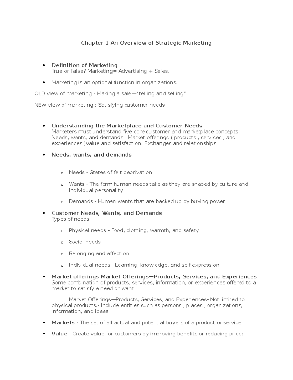 1 Overview of Strategic Marketing - Marketing is an optional function ...