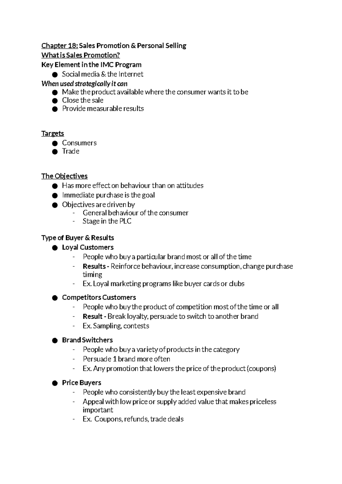 MKTG - Chapter 18 - ADMS MARKETING 2200 NOTES - Chapter 18: Sales ...