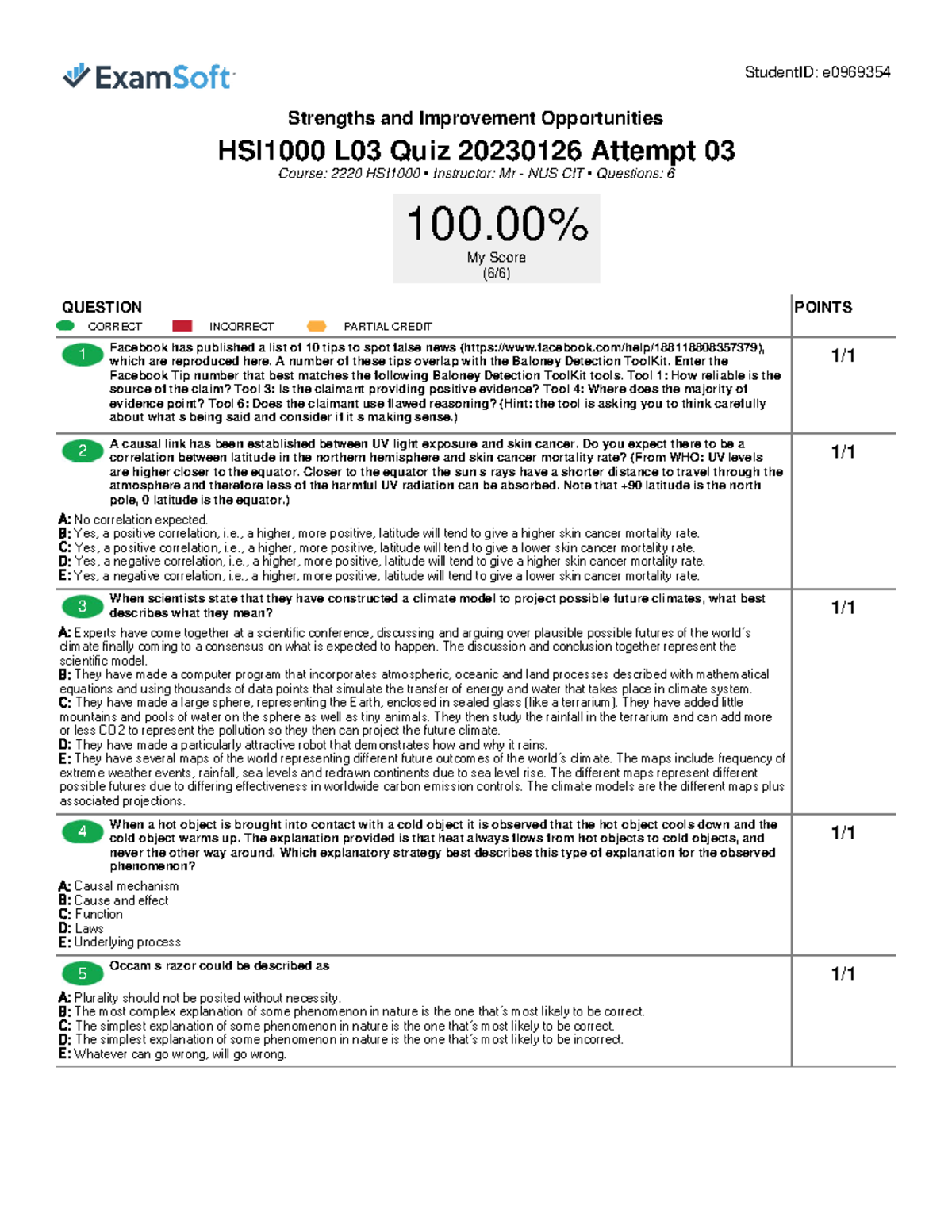Exam Taker Answer Report - Strengths and Improvement Opportunities ...
