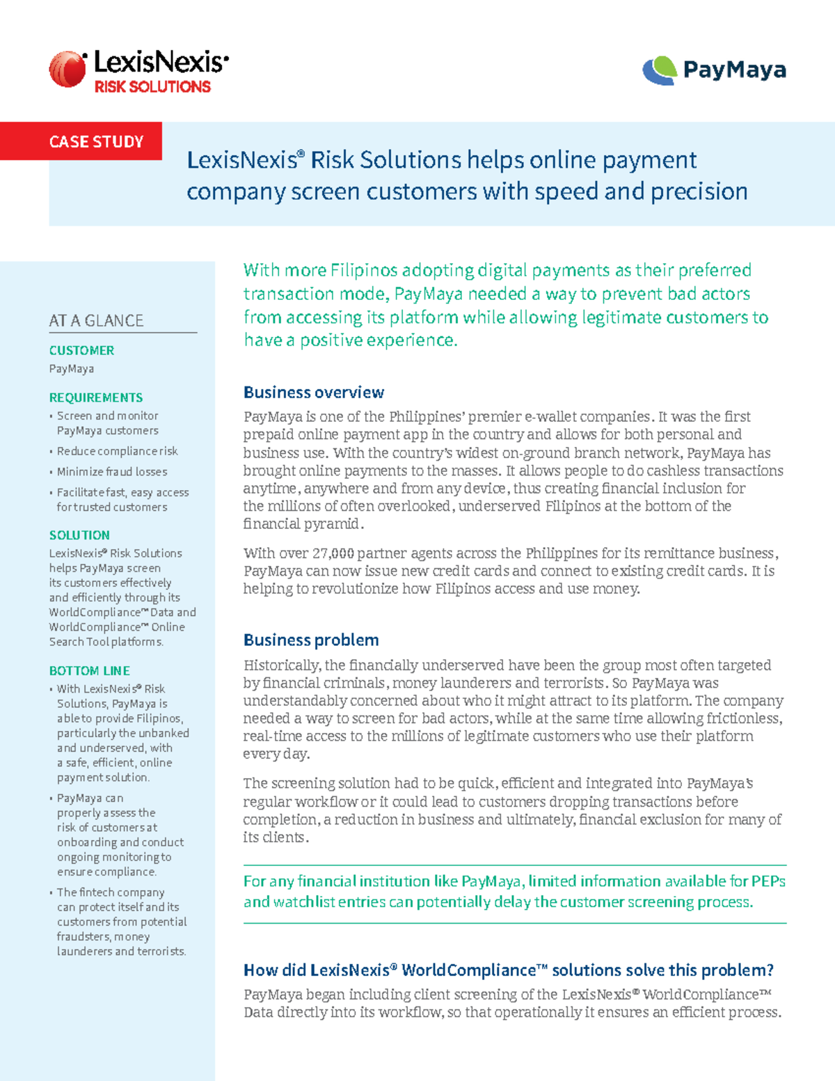 Pay Maya Case Study NXR14283 00 0220 EN US - AT A GLANCE With more ...