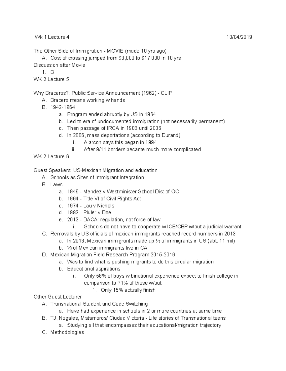 SOCI 125 Notes F19 - Wk 1 Lecture 4 10/04/ The Other Side of ...