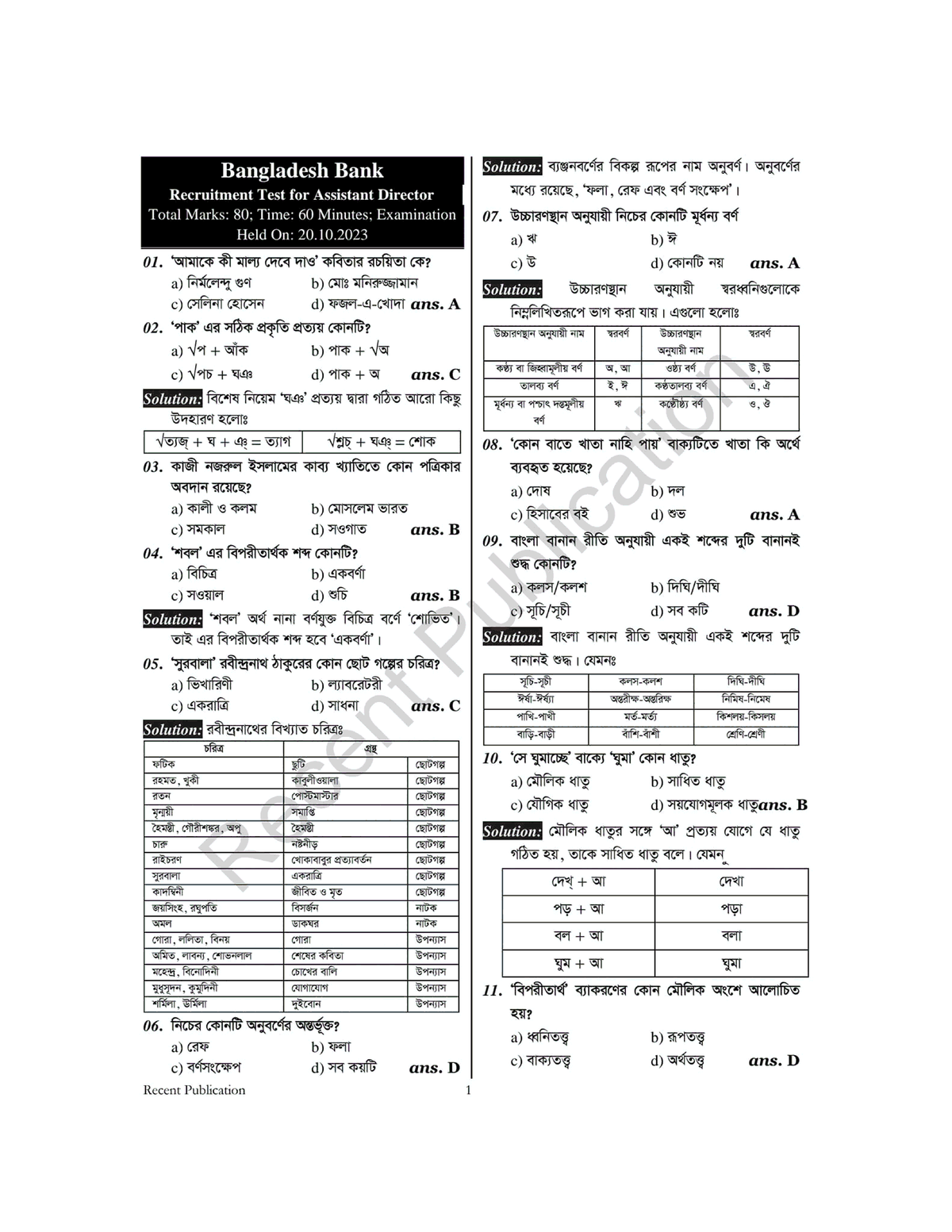 BB AD MCQ Solution-1 - Solution of Bangladesh Bank AD recruitment test ...