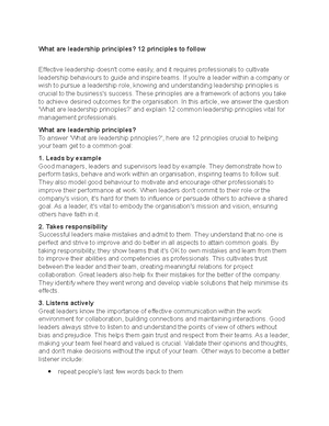 11 Principles OF Leadership - 11 PRINCIPLES OF LEADERSHIP Being an ...