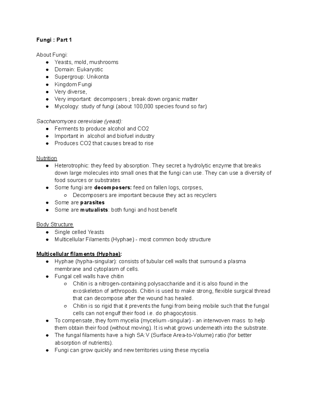 Fungi Part 1 - Biology 1001, Instructor: Jennifer Slade. These are just ...