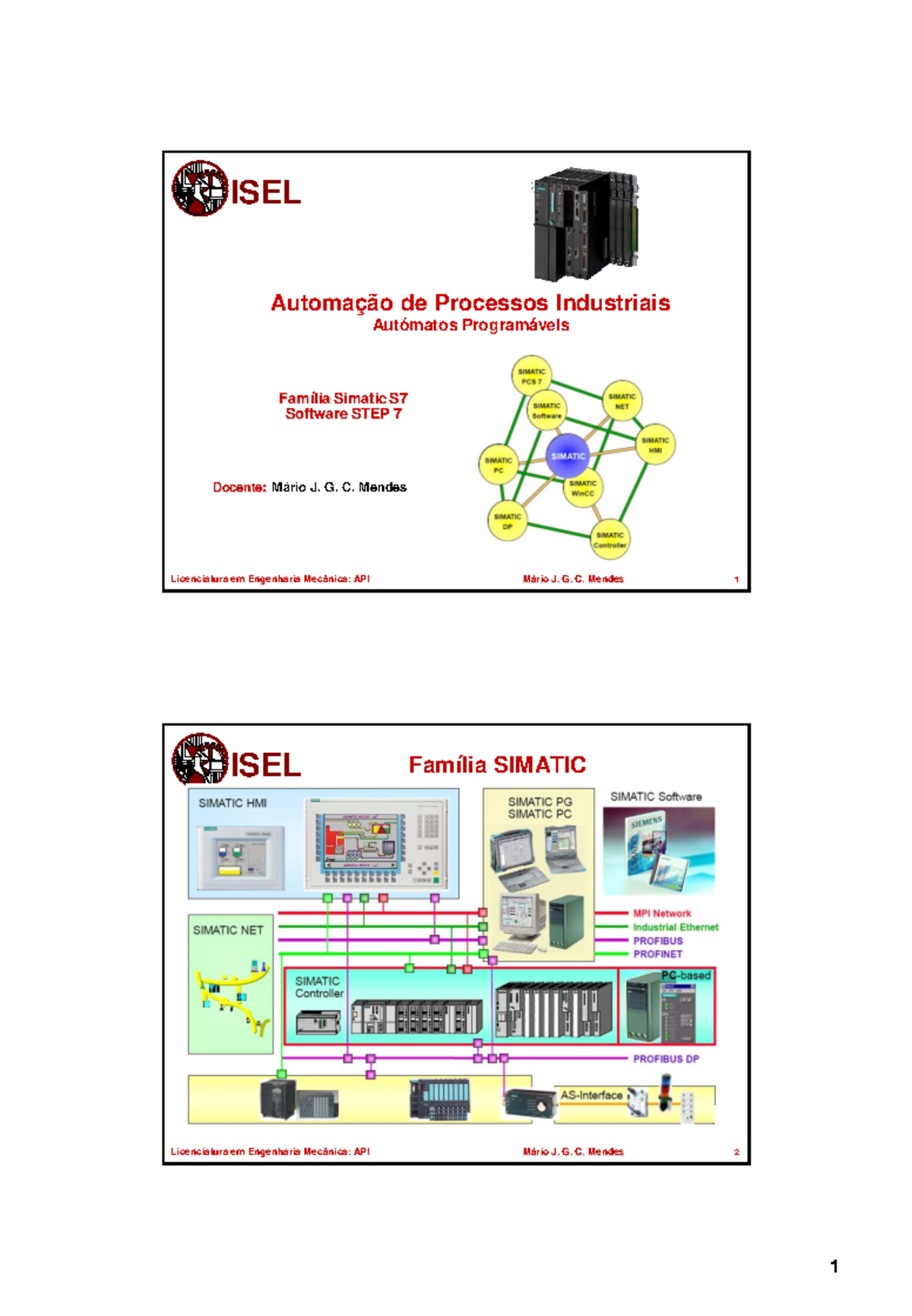 19-PLC-Familia S7 - ISEL Automação de Processos Industriais Autómatos ...