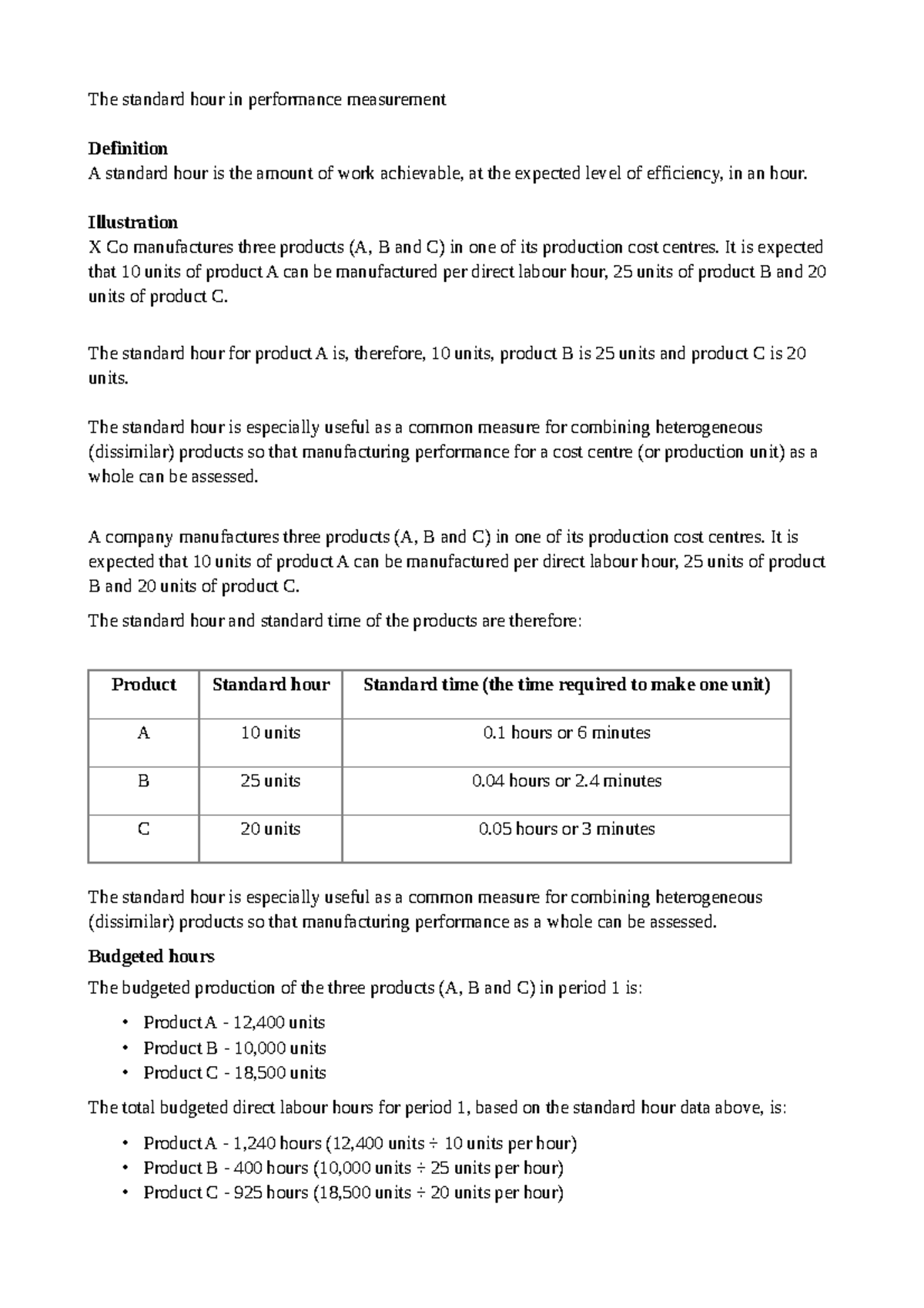 Ma1 tech articles - ma1 - The standard hour in performance measurement ...