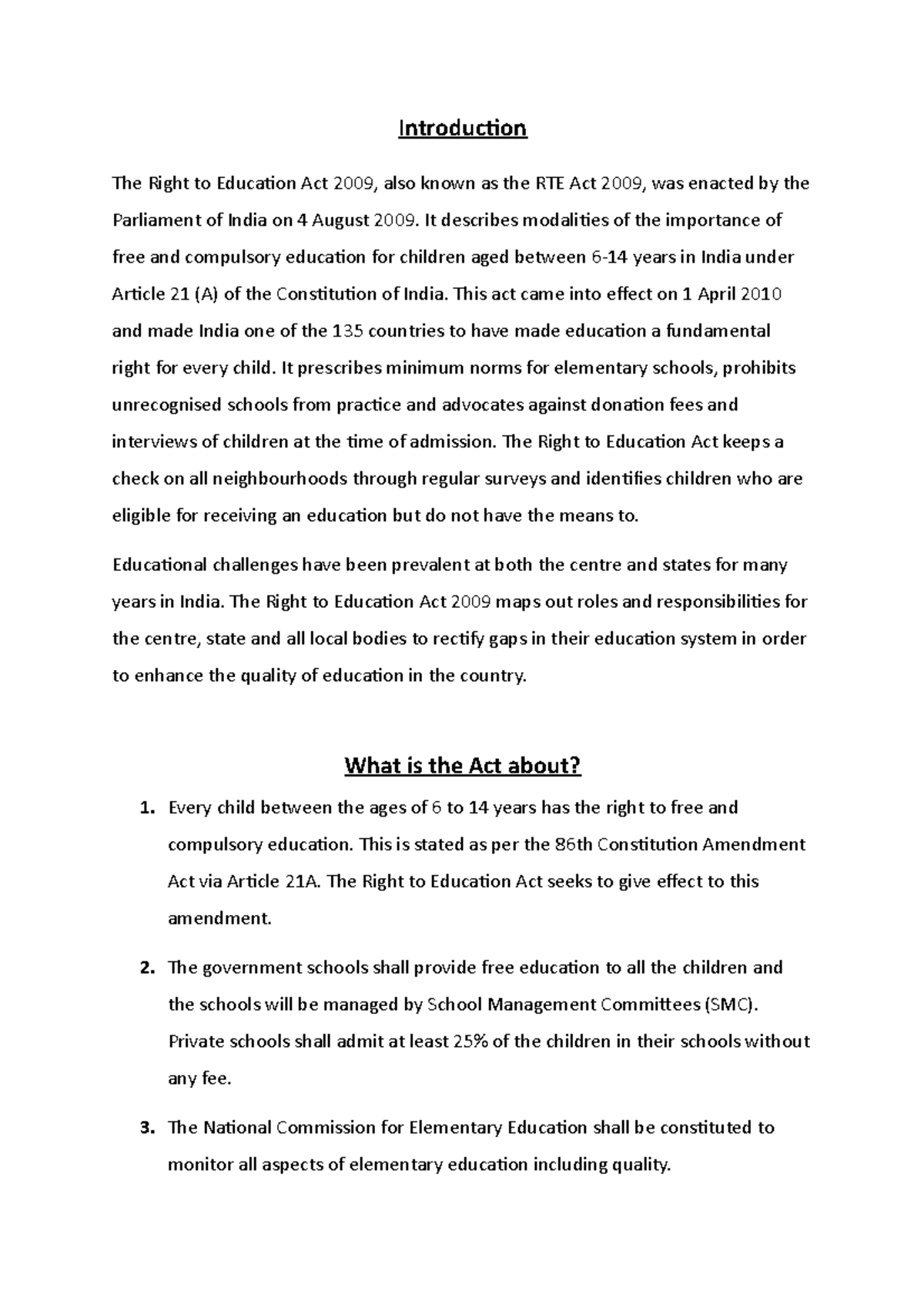 Right to education - It describes modalities of the importance of free ...